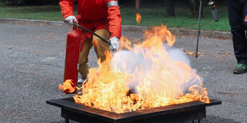 Corporate Safety - Exercise during a Firefighting Course Stock Image ...