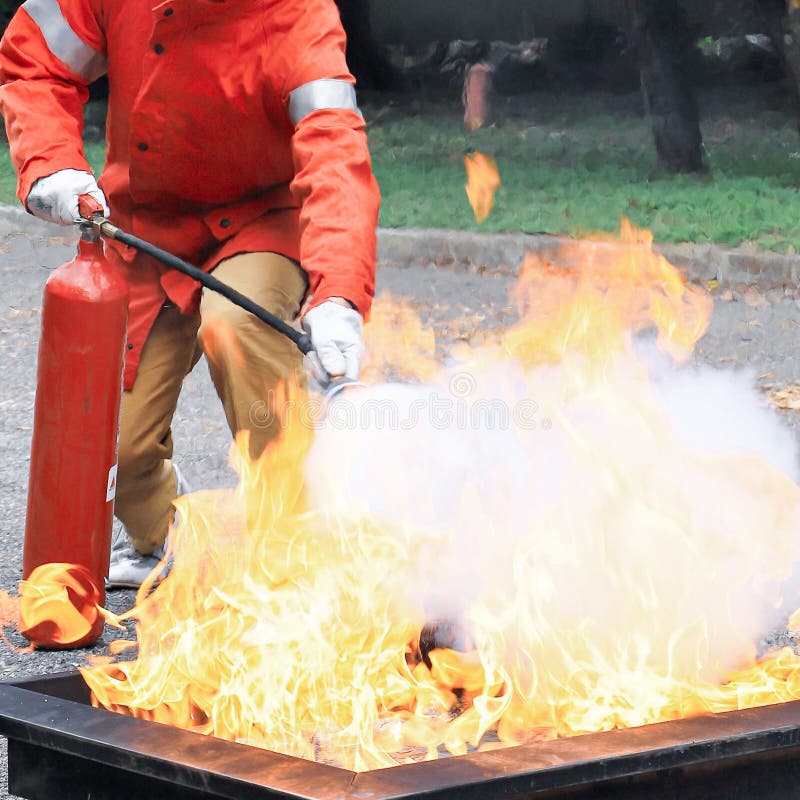 Corporate Safety - Exercise during a Firefighting Course Stock Photo ...
