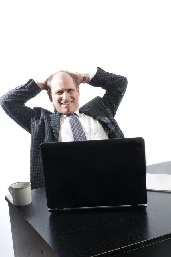 Corporate Senior Executive Relaxing in Office Stock Image - Image of ...