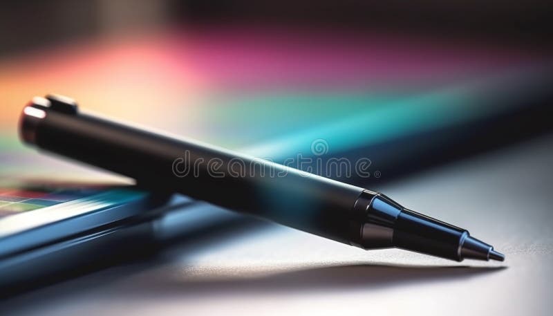 Corporate Signature on Blank Document Using Blue Ballpoint Pen ...