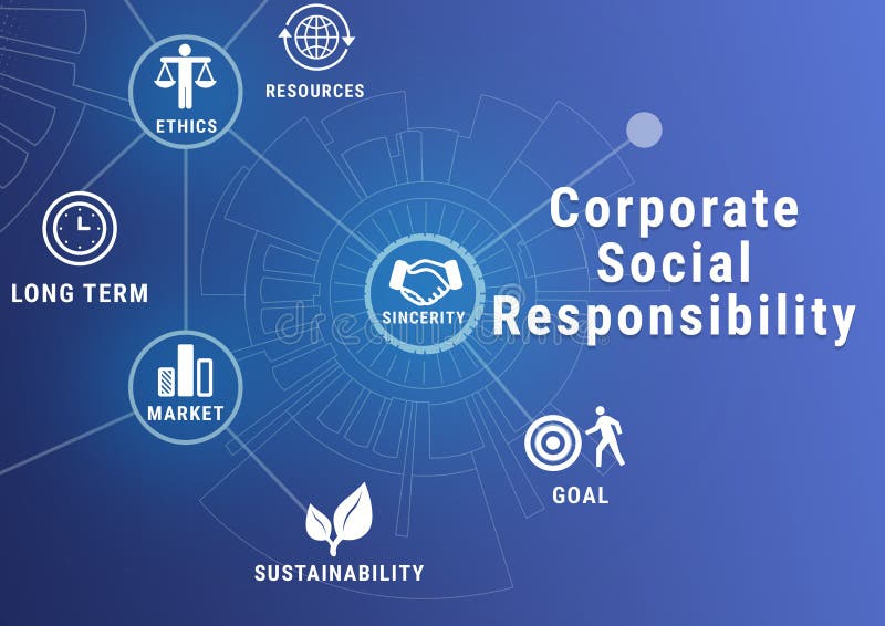 Corporate Social Responsibility Infographic on Blue Background ...