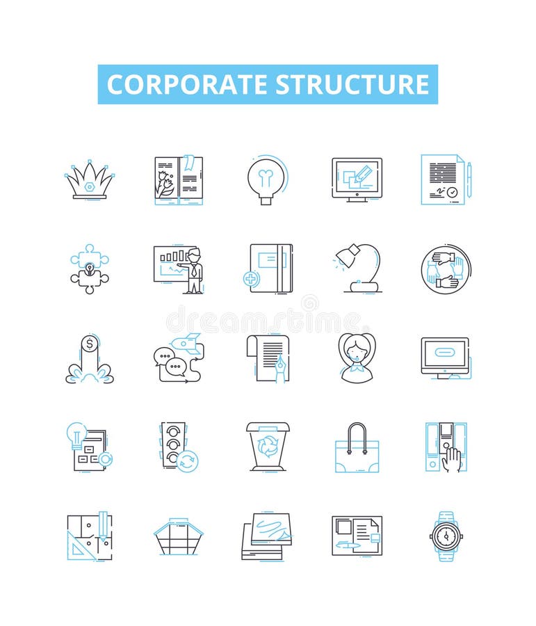 Corporate Structure Vector Line Icons Set. Organisation, Hierarchy ...