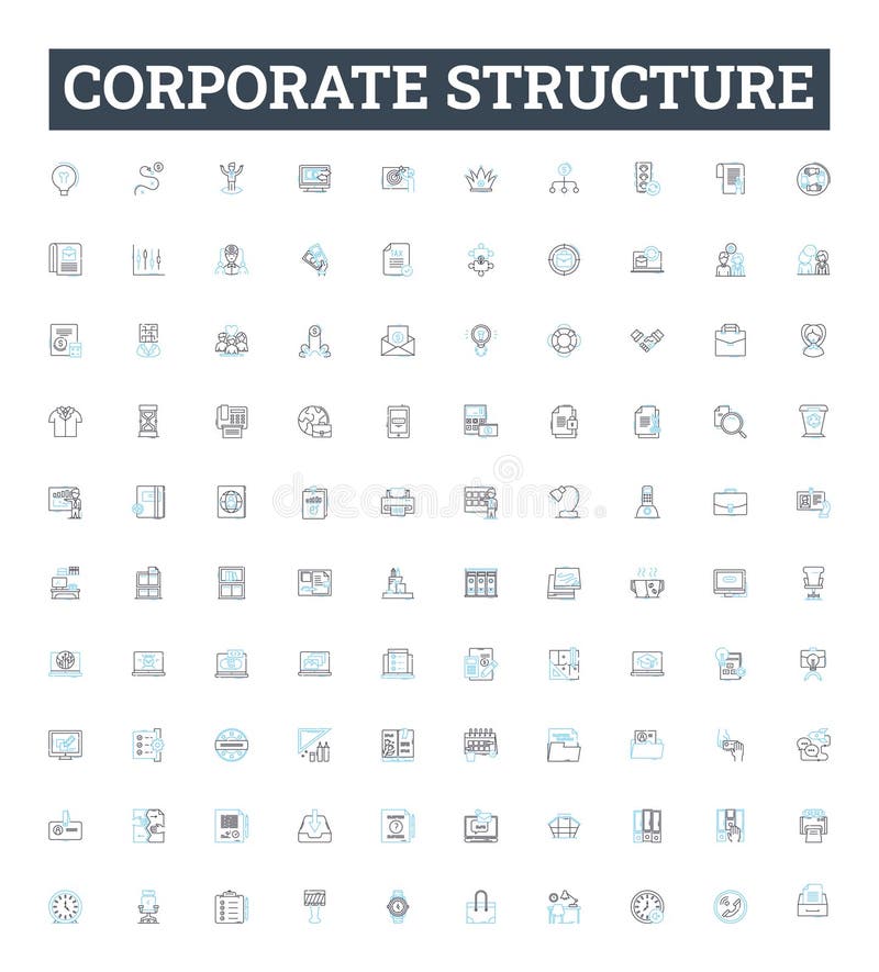 Corporate Structure Vector Line Icons Set. Organisation, Hierarchy ...
