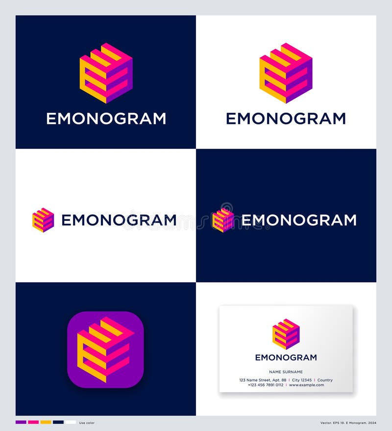 E Monogram. E Cube Monogram. Letter E As Cube. 3D Imitation. Corporate ...