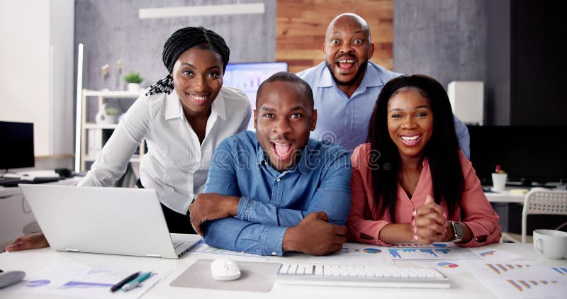 Corporate Success Celebration at Work. African Group Stock Image ...