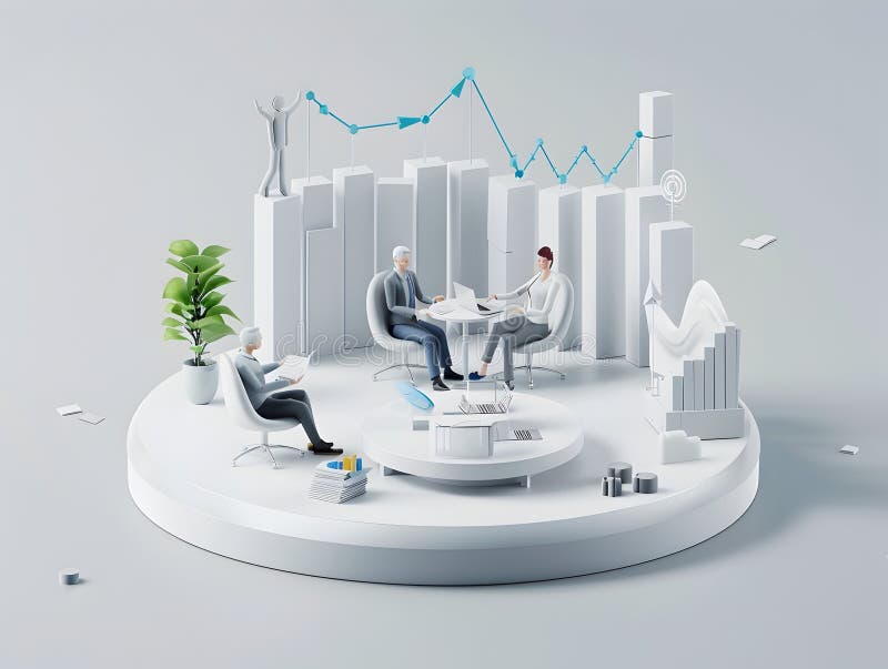 Corporate Team Discussing Business Goals and Strategies with Data ...