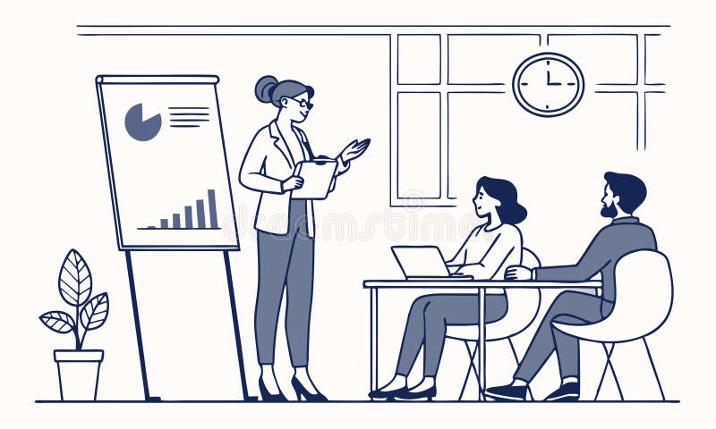 Corporate Team Discussing Data in Office Meeting Stock Vector ...
