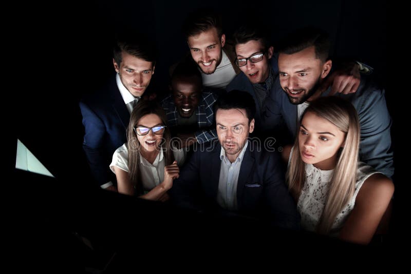 Corporate Team of Employees Looking at the Computer Screen Stock Image ...