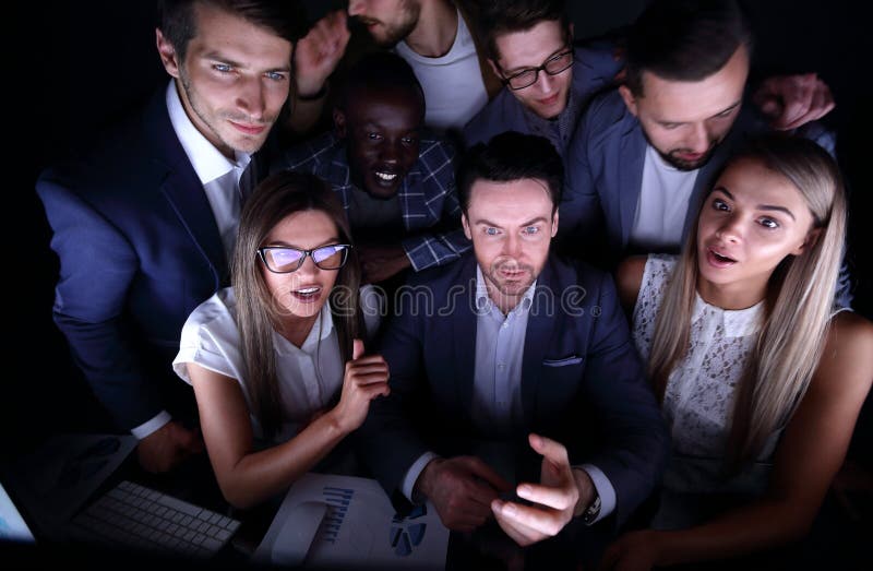 Corporate Team of Employees Looking at the Computer Screen Stock Image ...