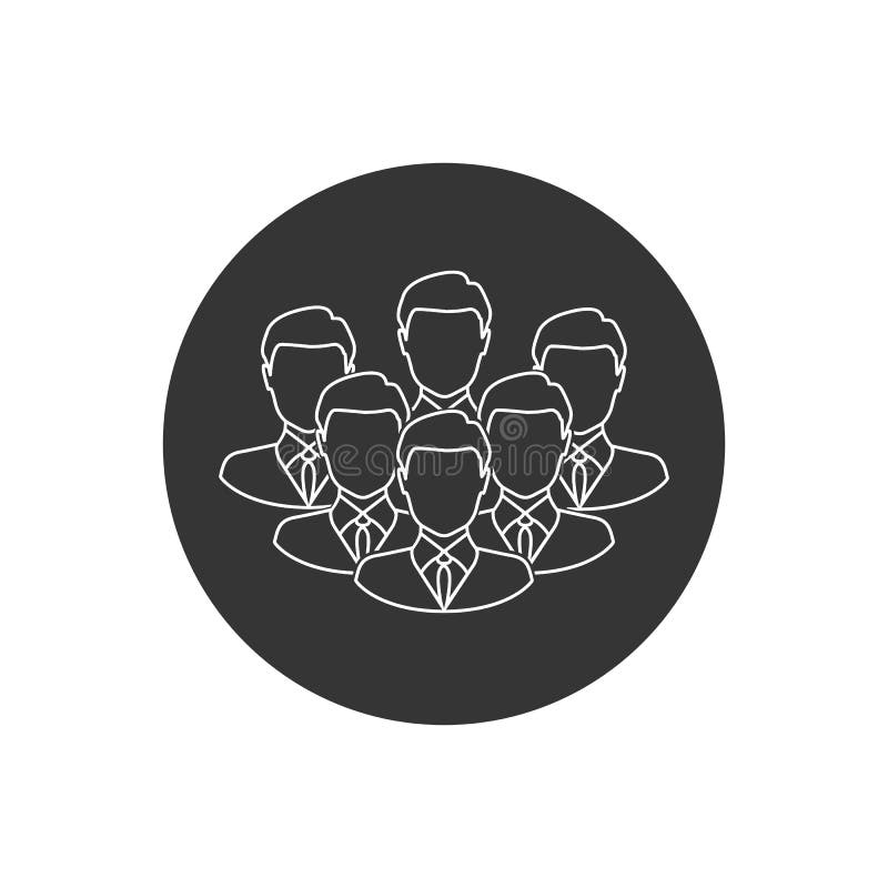 Corporate Team Line Icon. Employees Behind the Leader. Vector ...