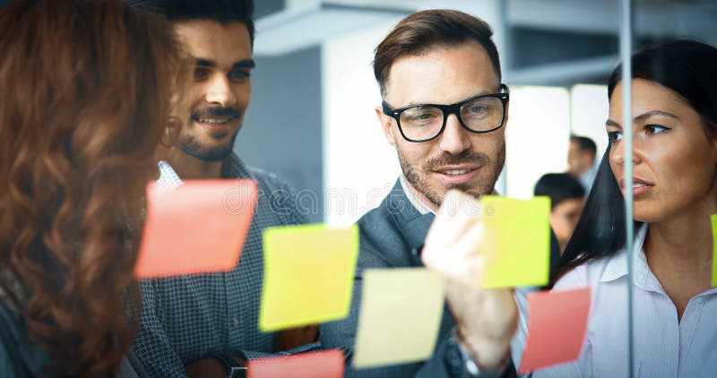 Corporate Teamworking Colleagues in Modern Office Stock Image - Image ...
