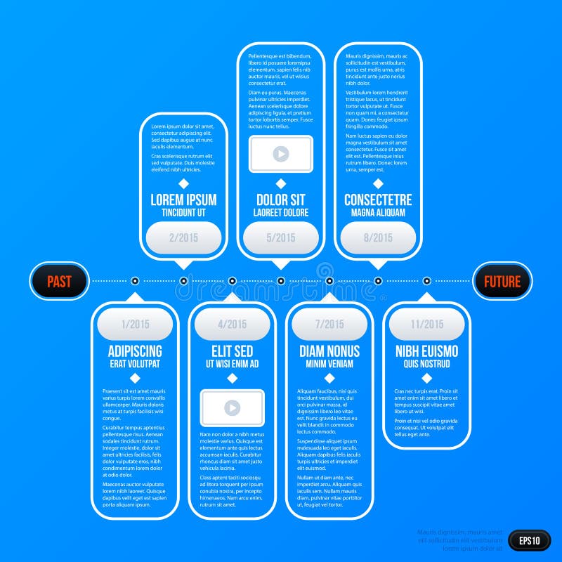 Corporate Timeline Template on Bright Blue Background Stock Vector ...