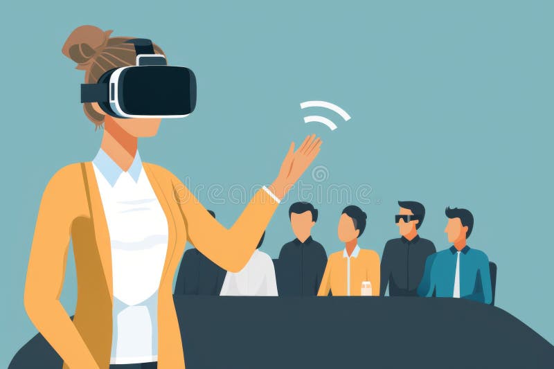Corporate Trainer with VR in Boardroom. Corporate Trainer Using VR ...