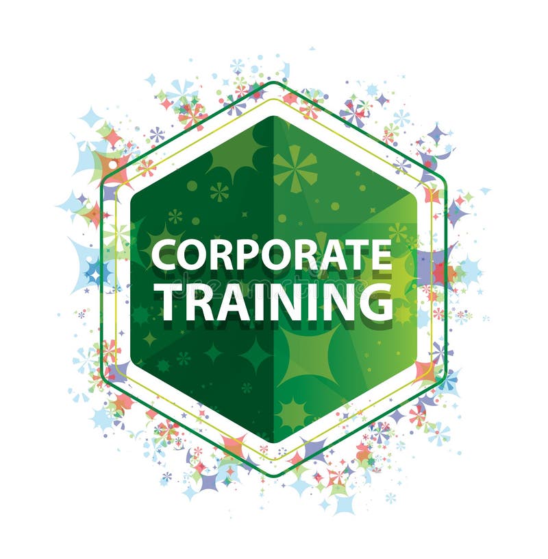 Corporate Training Floral Plants Pattern Green Hexagon Button Stock ...