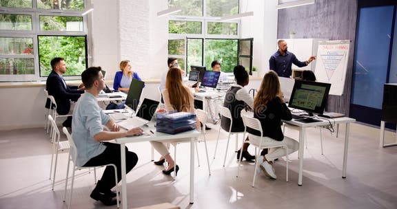 Corporate Training Presentation in Classroom Stock Photo - Image of laptop, office: 285346384