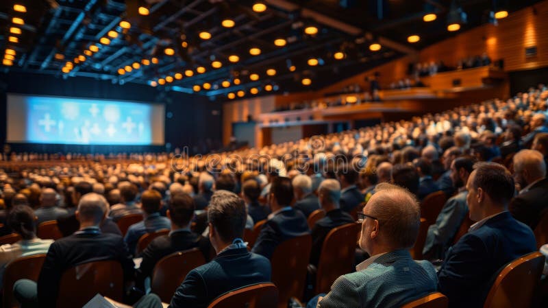 Corporate Training Seminar Staff in Auditorium Learning from Speaker at ...