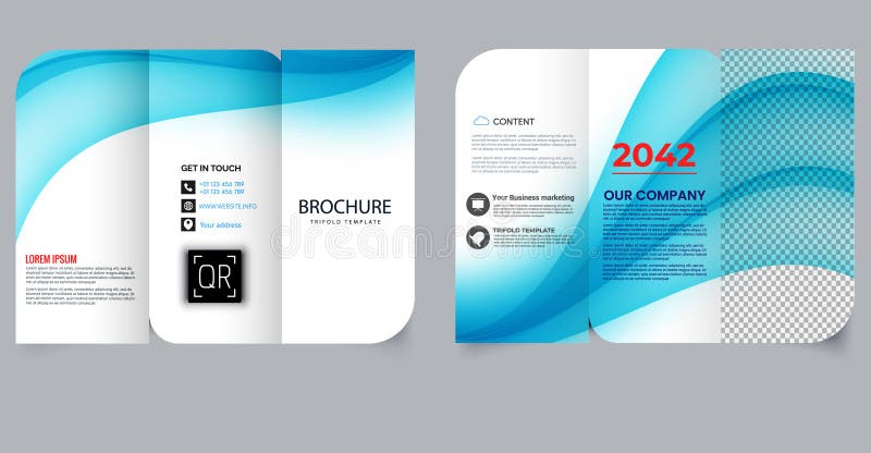 Corporate Trifold Brochure Template with Blue Wave Design Stock Vector ...