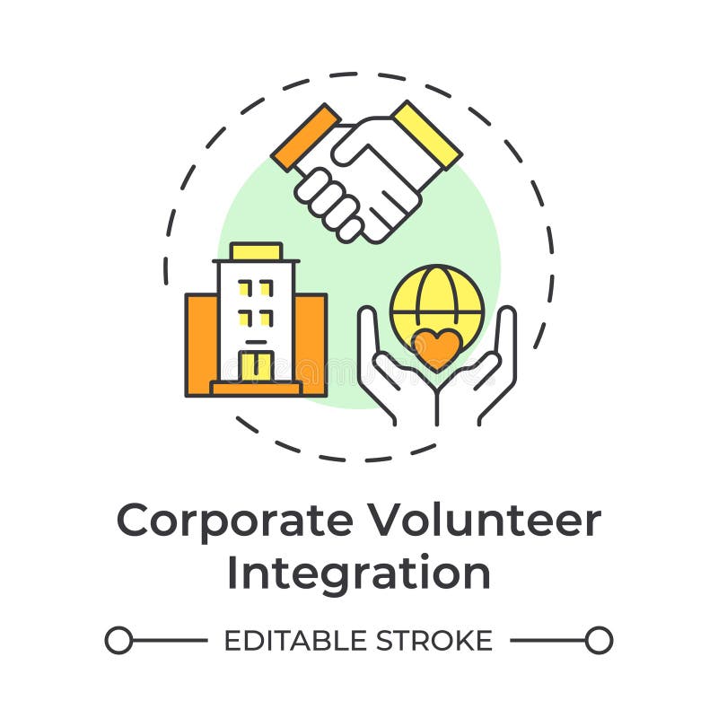 Corporate Volunteer Integration Multi Color Concept Icon Stock ...
