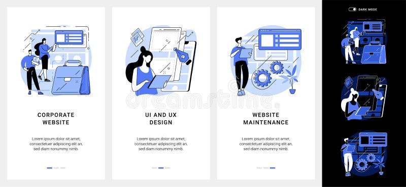 Corporate Website Mobile App UI Kit. Stock Vector - Illustration of ...
