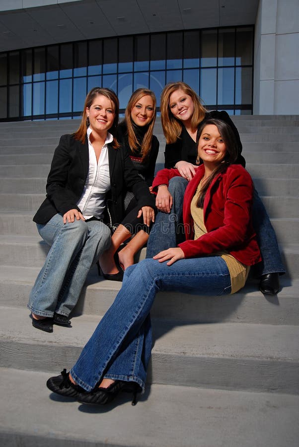 Corporate women on steps stock image. Image of chill, executive - 1471683