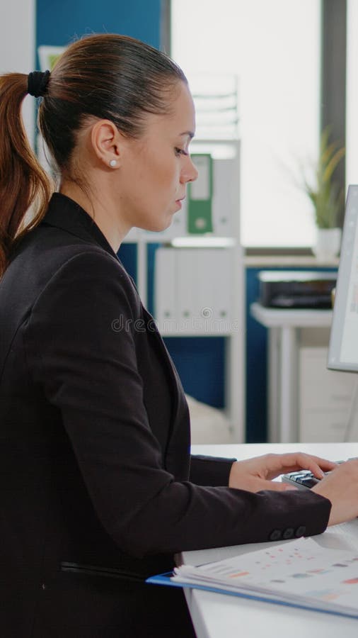 Corporate Worker Typing on Computer Keyboard for Business Stock Image ...