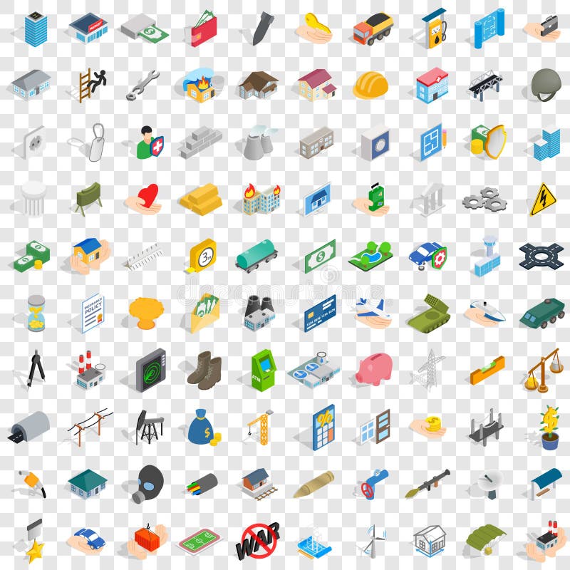 100 Corporation Icons Set, Isometric 3d Style Stock Vector - Illustration of arrow, forecast ...