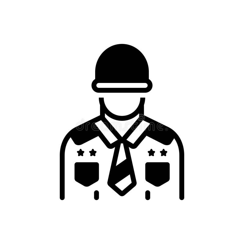 Black Solid Icon for Corps, Soldier and Fighter Stock Vector ...