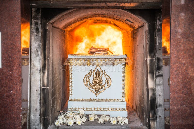 The Corpse in the Coffin is Burning in the Cremate Stock Photo - Image ...