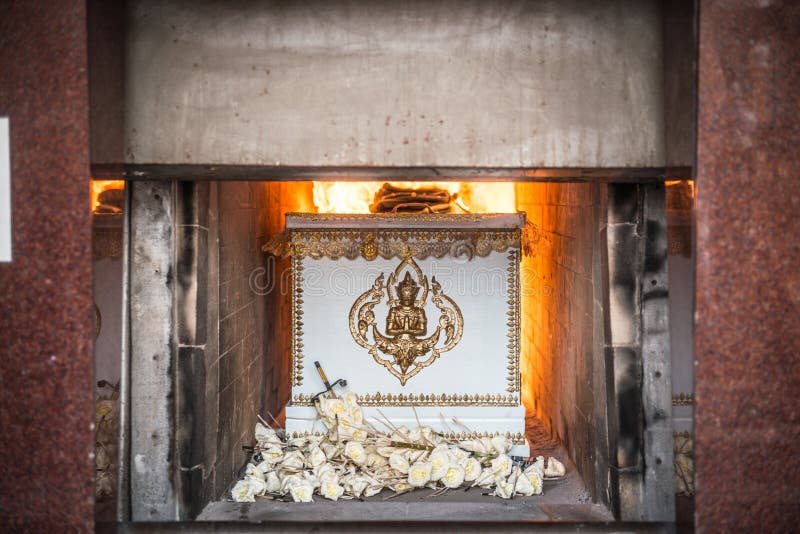 The Corpse in the Coffin is Burning in the Cremate Stock Photo - Image ...