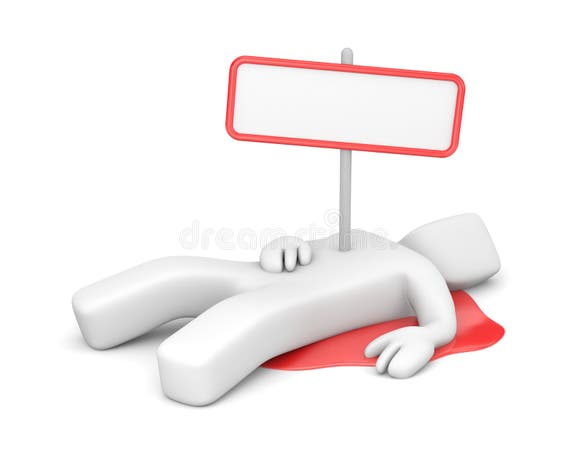 Corpse with a sign stock illustration. Illustration of advertising ...