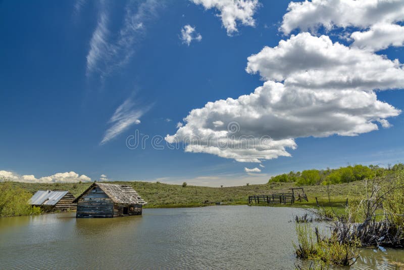 Corral and flooded barn stock photo. Image of watercourse - 31279420