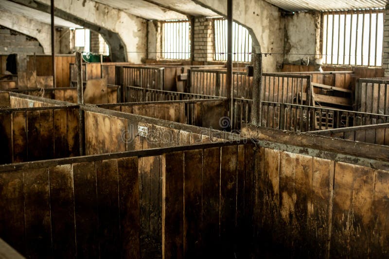 Corrals for Livestock in the Barnyard Stock Photo - Image of paddock ...