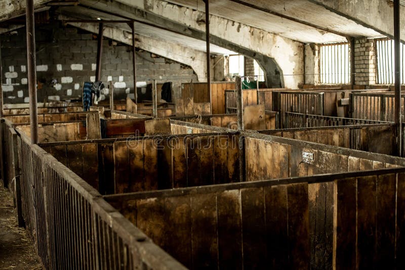 Corrals for Livestock in the Barnyard Stock Image - Image of meadow ...