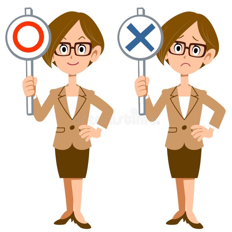 A Business Woman Shows Answers of Correct and Incorrect Stock Vector ...