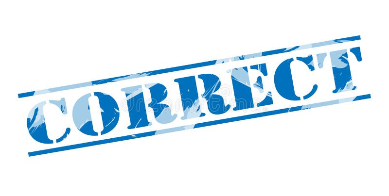 Correct blue stamp stock illustration. Illustration of isolated - 97578782