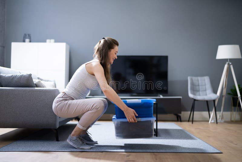 Correct Box Lifting Posture Stock Image - Image of room, back: 227265781