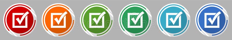Correct, Check Box Icon Set, Vector Illustration in 6 Colors Options ...