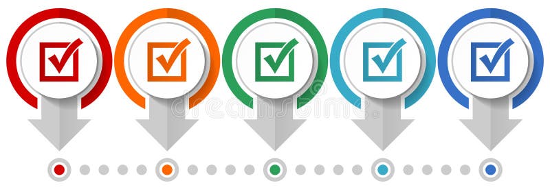 Correct, Check Box Vector Icon Set, Flat Design Infographic Template ...