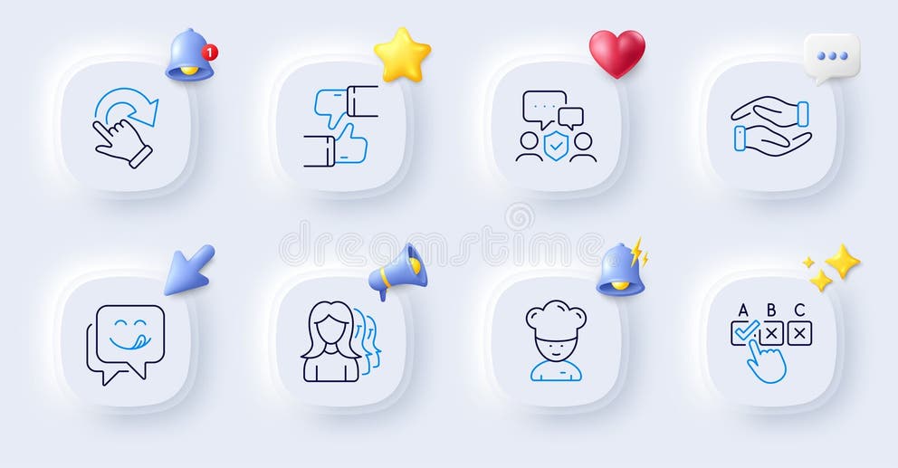 Correct Checkbox, Rotation Gesture and Like Line Icons. for Web App, Printing. Vector Stock ...