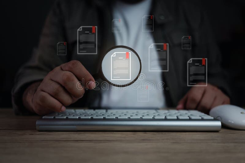 Correct Checklist Icons and Magnifying Glass for Business Document ...