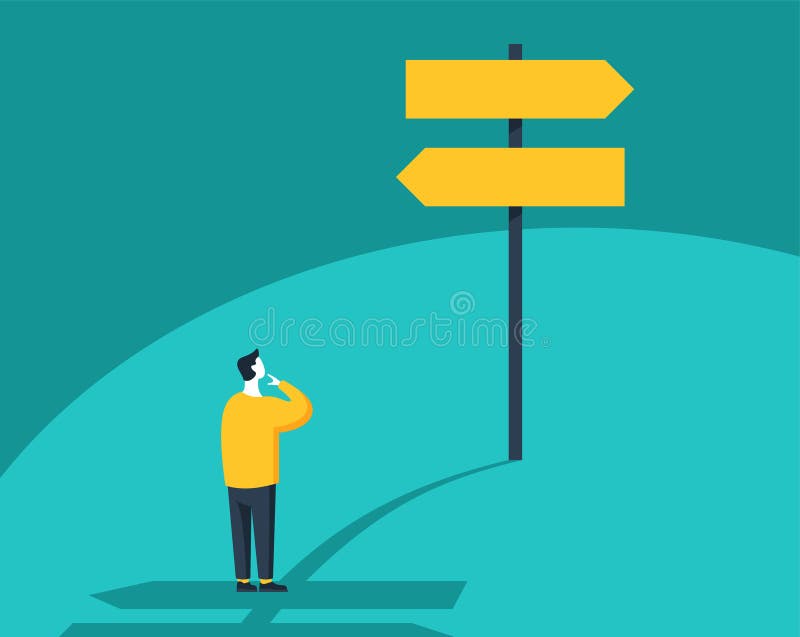 Correct Decision Concept - Confused Man Character Stock Vector ...