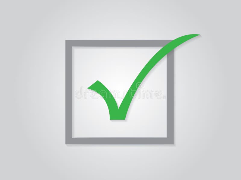A White Correct Tick Mark Sign Inside White Box for Test Stock Vector ...