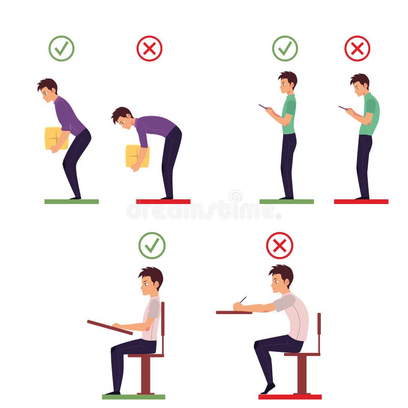 Correct and Incorrect Back Posture Infographics Stock Vector ... Correct and Incorrect Back Posture Infographics Stock Vector ...