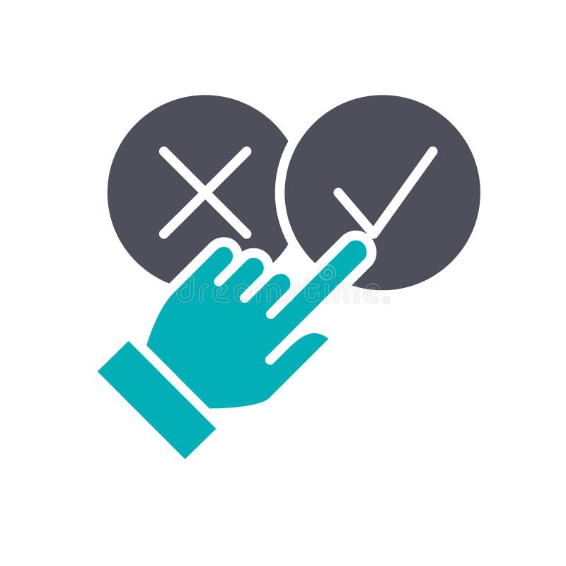 Correct and Incorrect Checkmarks with Palm Hand Grey Icon. Right and ...