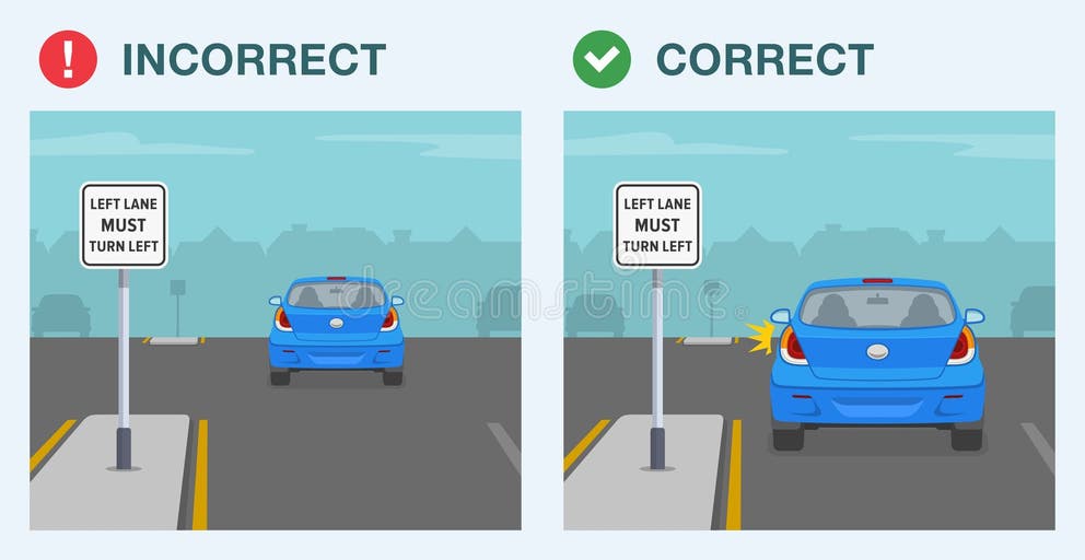 Correct and Incorrect Driving. Vehicles Should Turn Left at ...