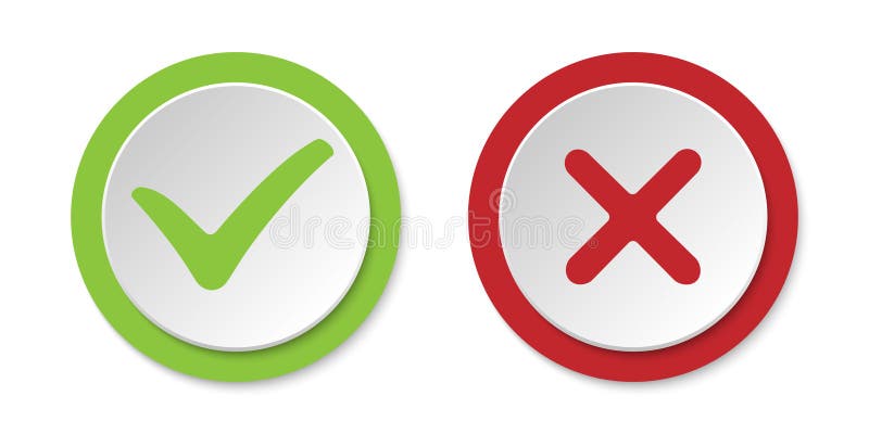 Correct and Incorrect Sign, Check Mark Sticker, Vector Illustration ...