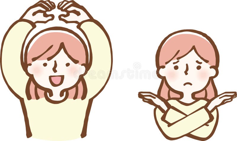 Correct Incorrect Woman in Circle-button Pose Illustration Stock Vector ...
