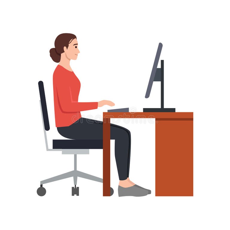 Correct Posture Computer Stock Illustrations – 607 Correct Posture ...
