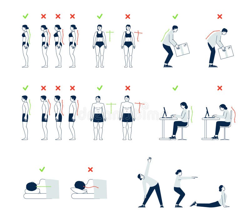 Correct Positions. Posture Infographics, Physiotherapy and Good ...