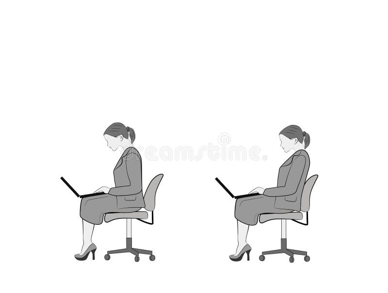 Correct Positions for Working with a Laptop. Vector Stock Vector ...
